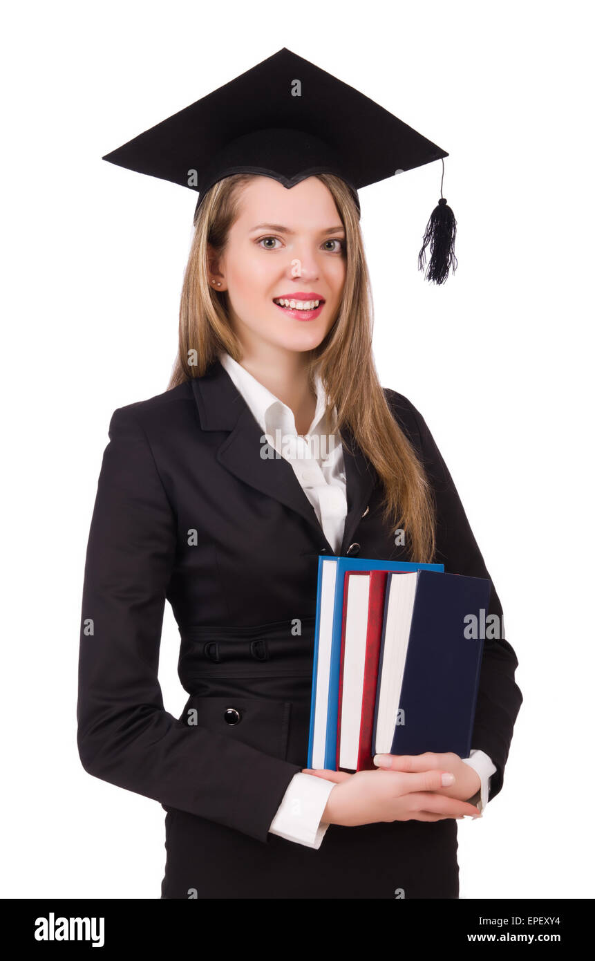 Young graduate isolated on white Stock Photo - Alamy