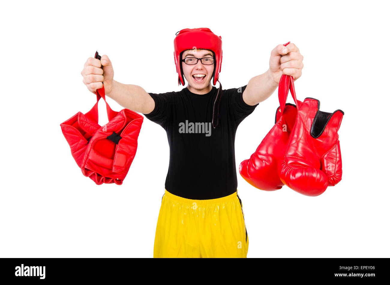 Funny boxer isolated on the white background Stock Photo - Alamy