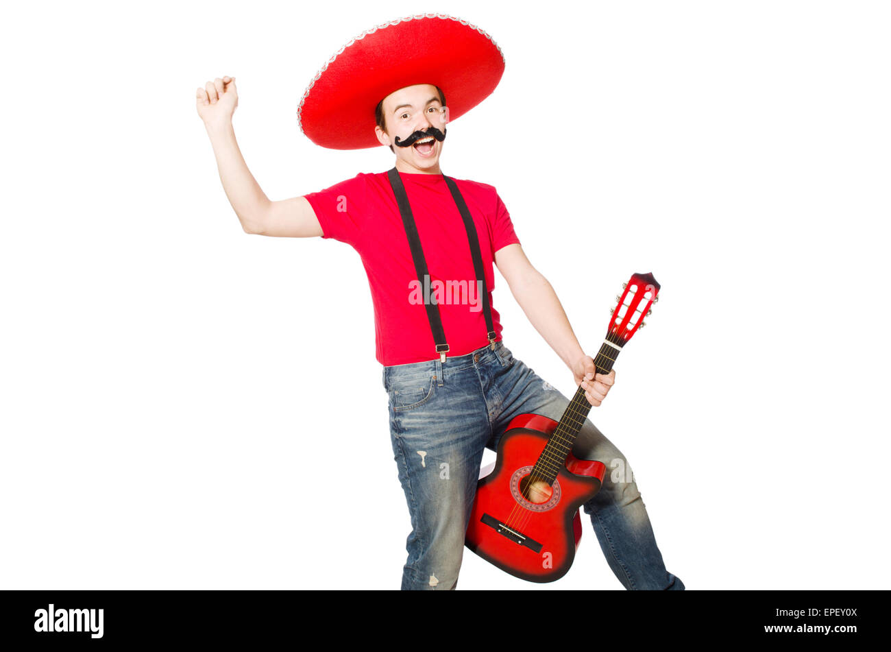 Mexican guitar player isolated on the white Stock Photo - Alamy