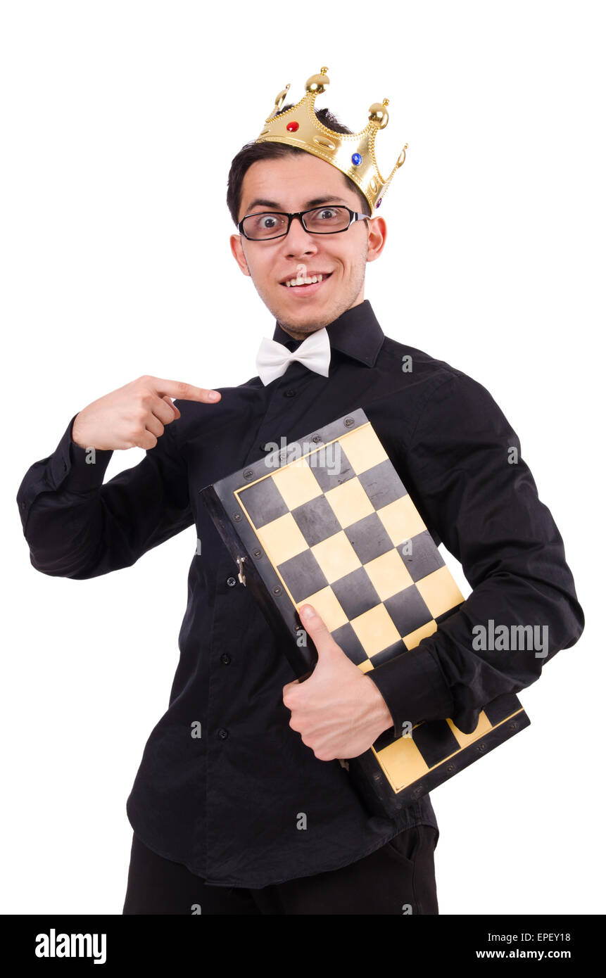 Funny chess player isolated on white Stock Photo - Alamy
