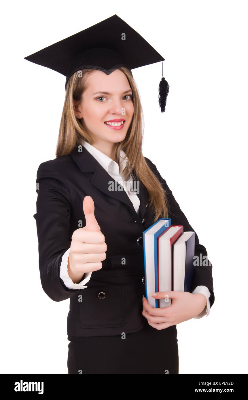 Young graduate isolated on white Stock Photo - Alamy