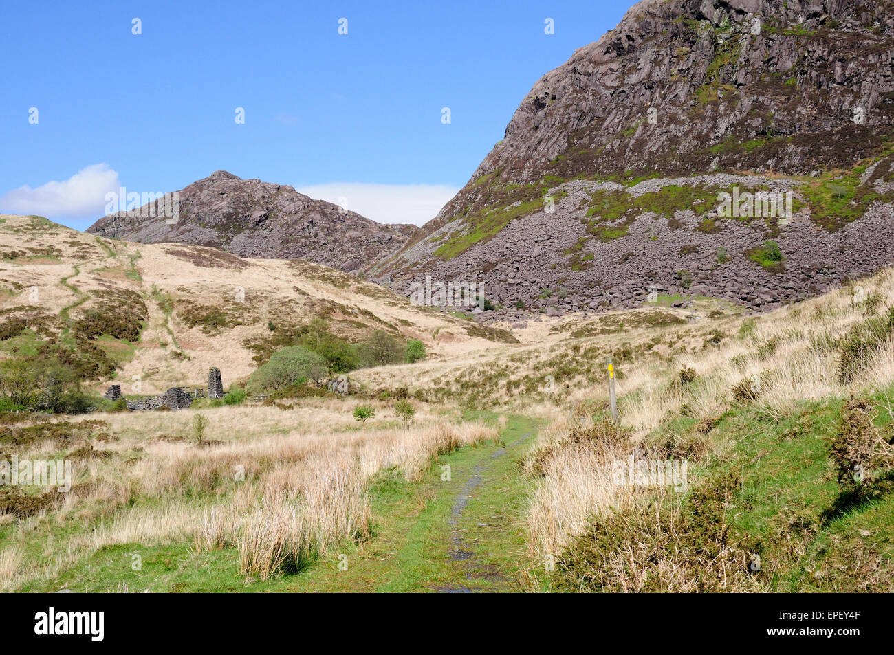 Tramway through Cwm Pennant to abandoned slate mine Llanfihangel ...