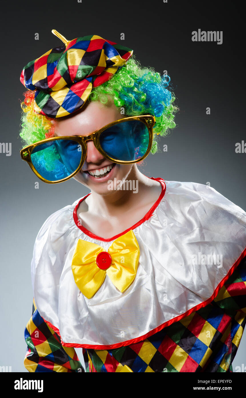 Funny clown with giant sunglasses Stock Photo - Alamy