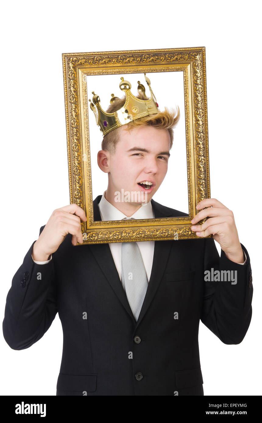 Man with picture frame isolated on the white Stock Photo - Alamy