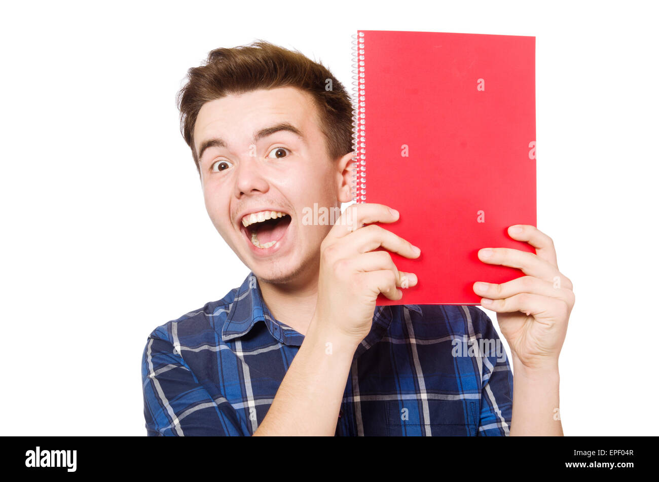 Funny student isolated on white Stock Photo - Alamy