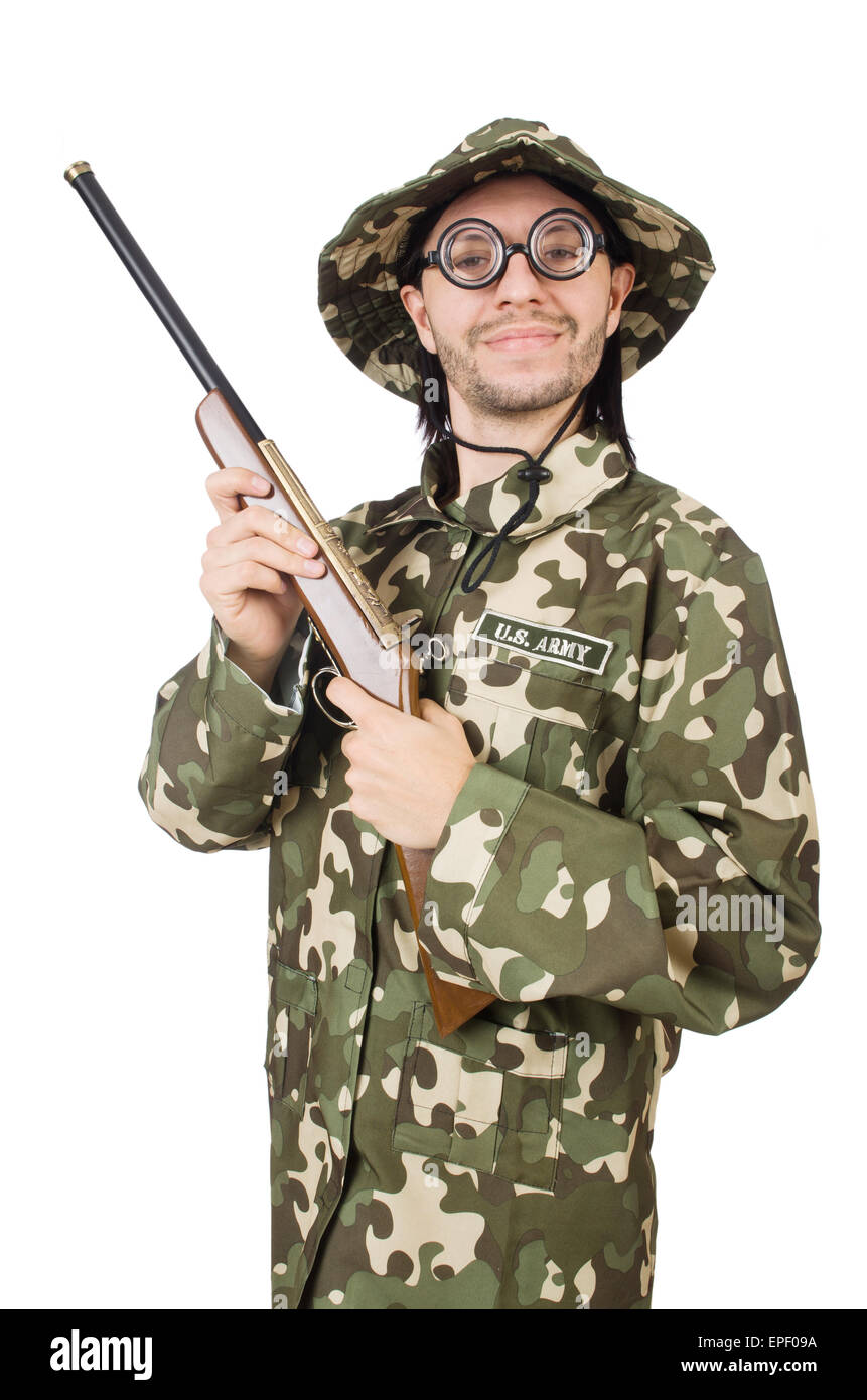 Funny soldier isolated on the white Stock Photo - Alamy