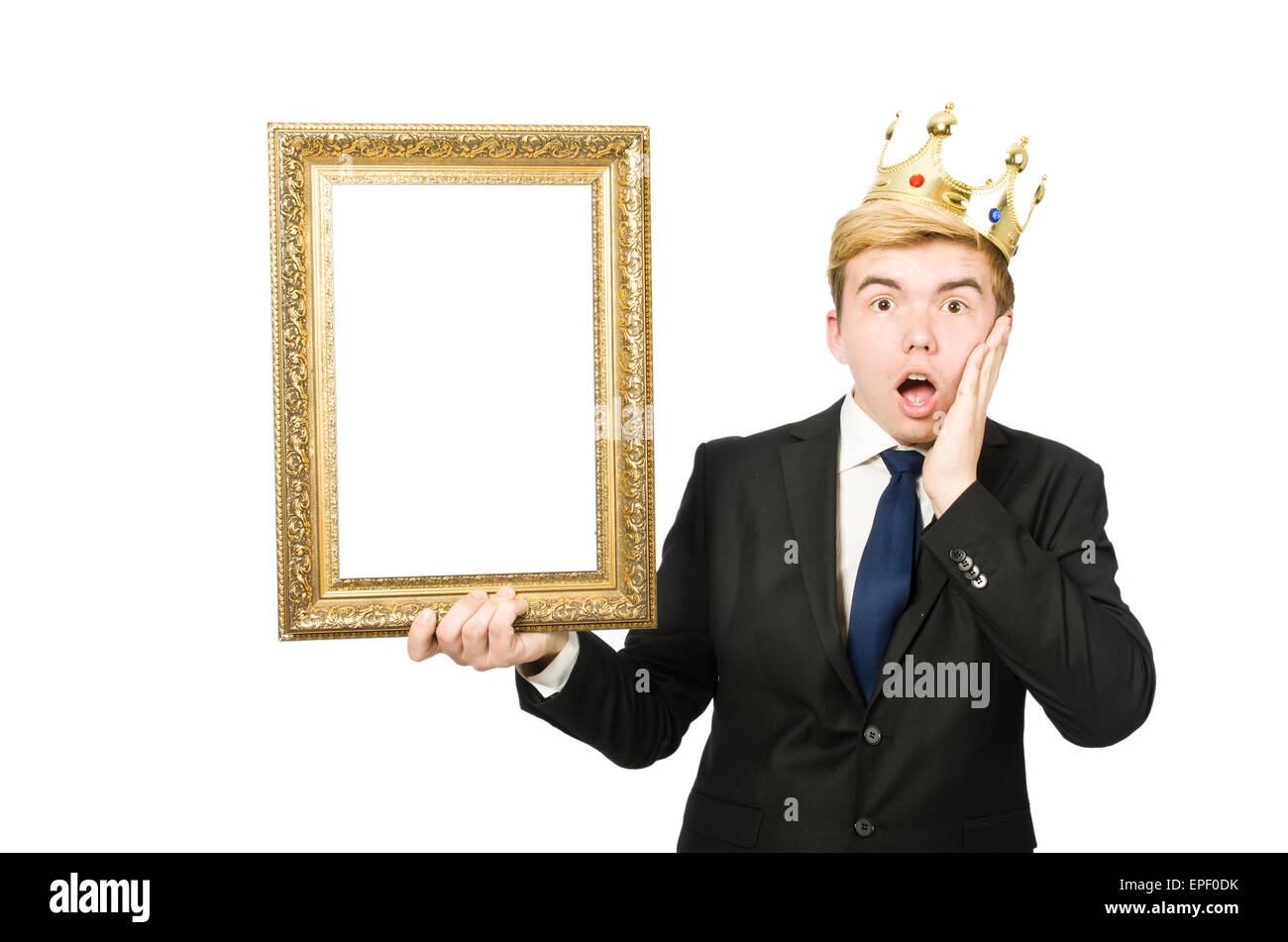 Man with picture frame isolated on the white Stock Photo - Alamy
