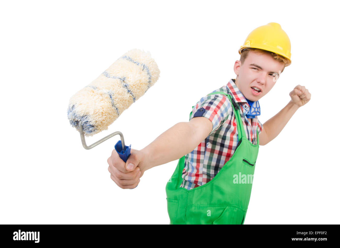 Funny painter isolated on white Stock Photo - Alamy