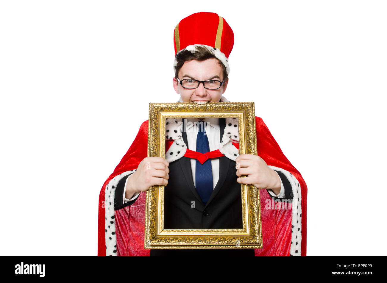 Man with picture frame isolated on the white Stock Photo - Alamy