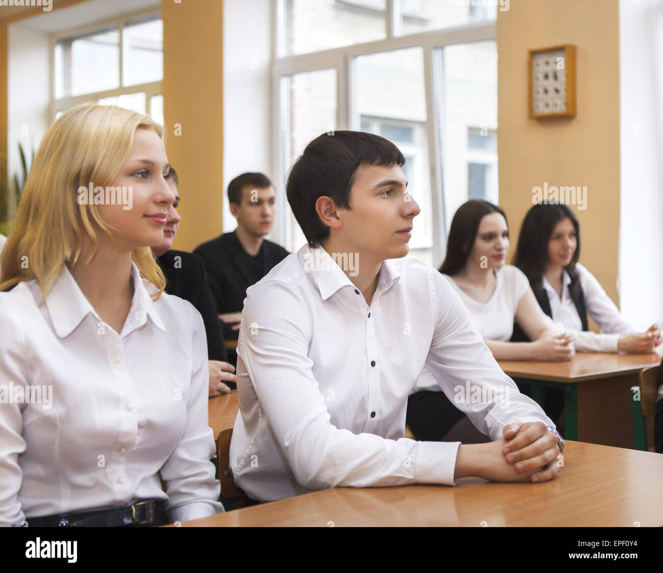 Students in class room Stock Photo - Alamy
