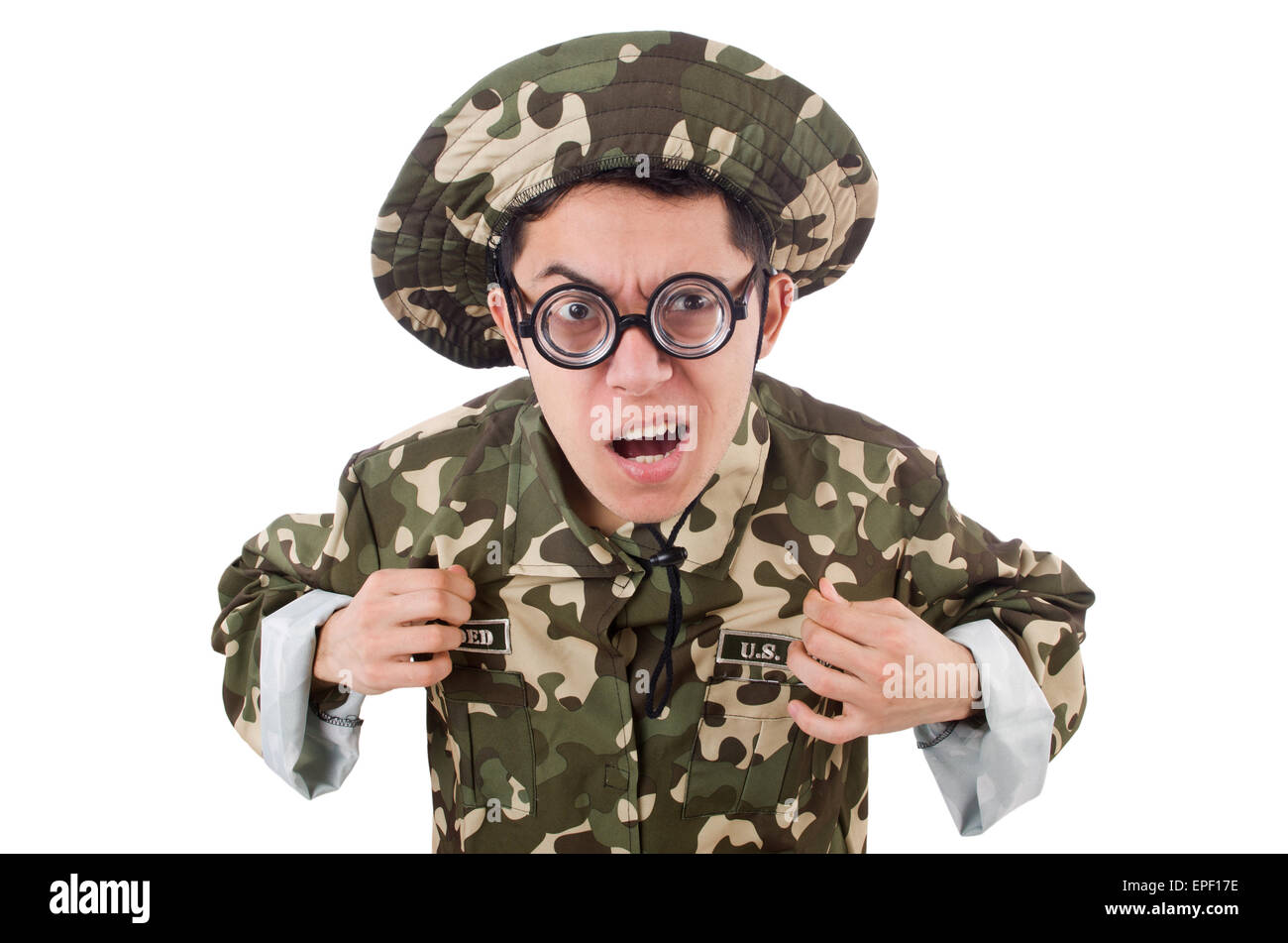 Funny soldier isolated on the white Stock Photo - Alamy