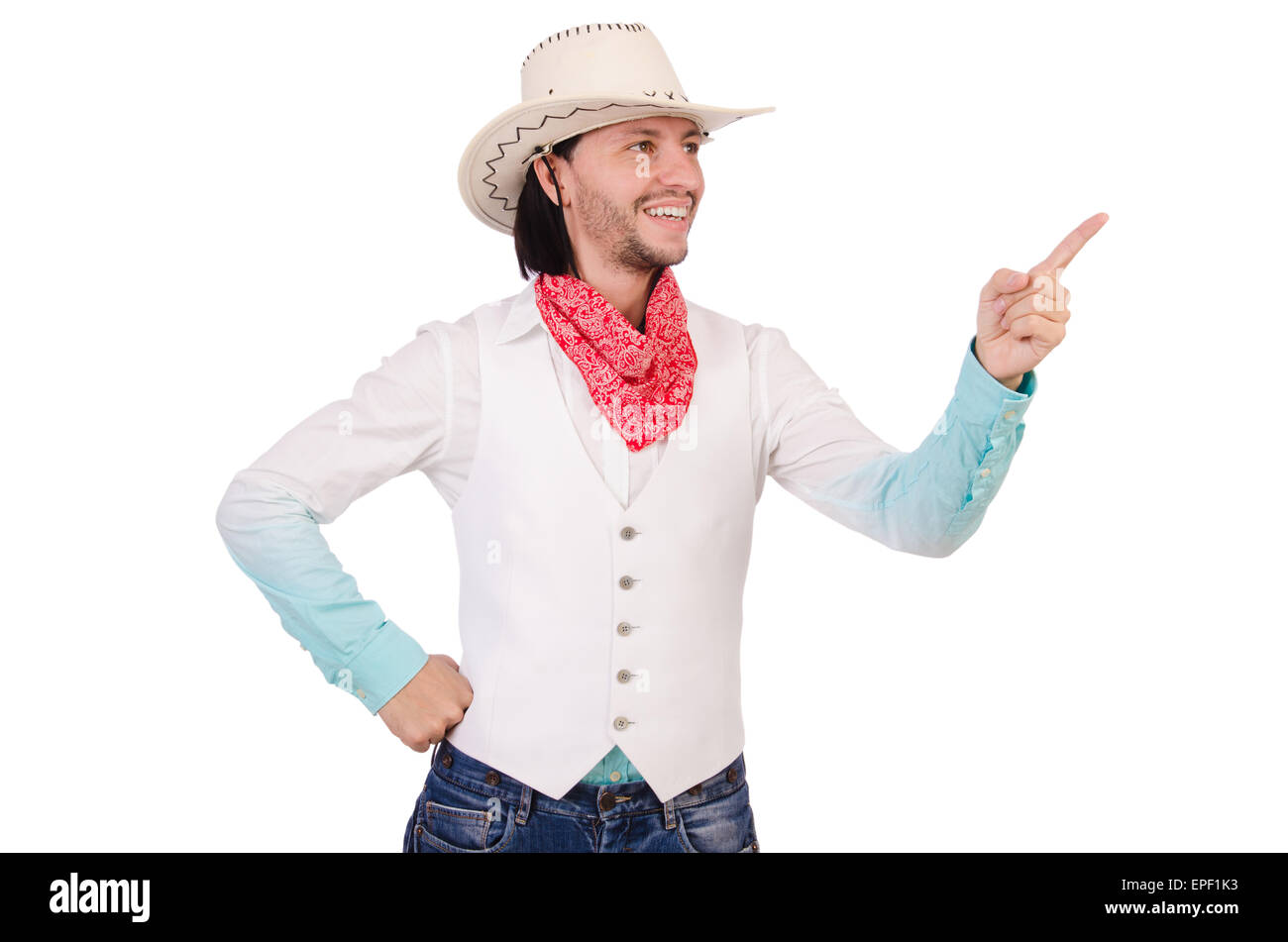 Cowboy isolated on the white background Stock Photo - Alamy