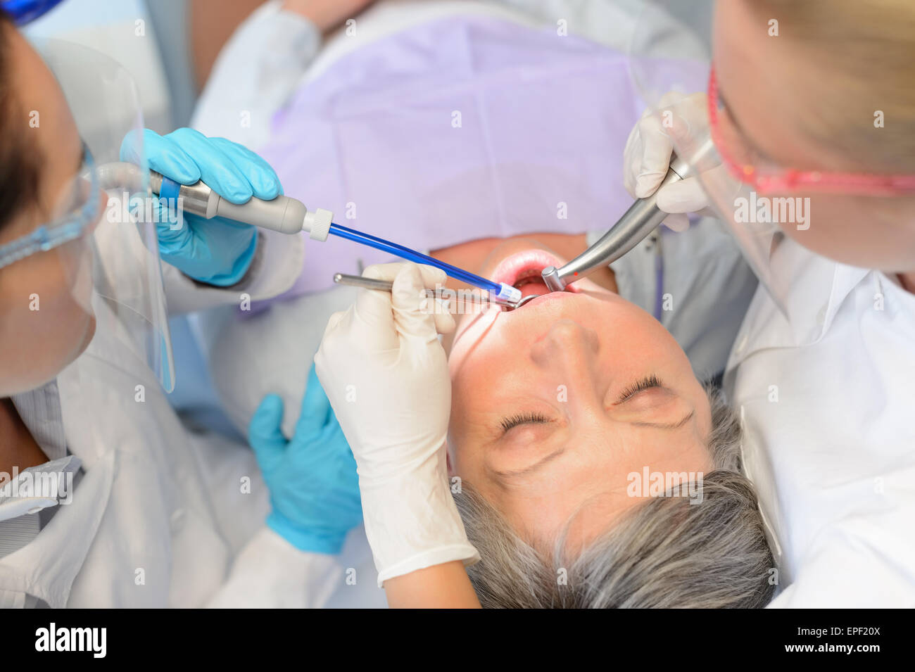 Dental check senior patient professional dentist Stock Photo - Alamy