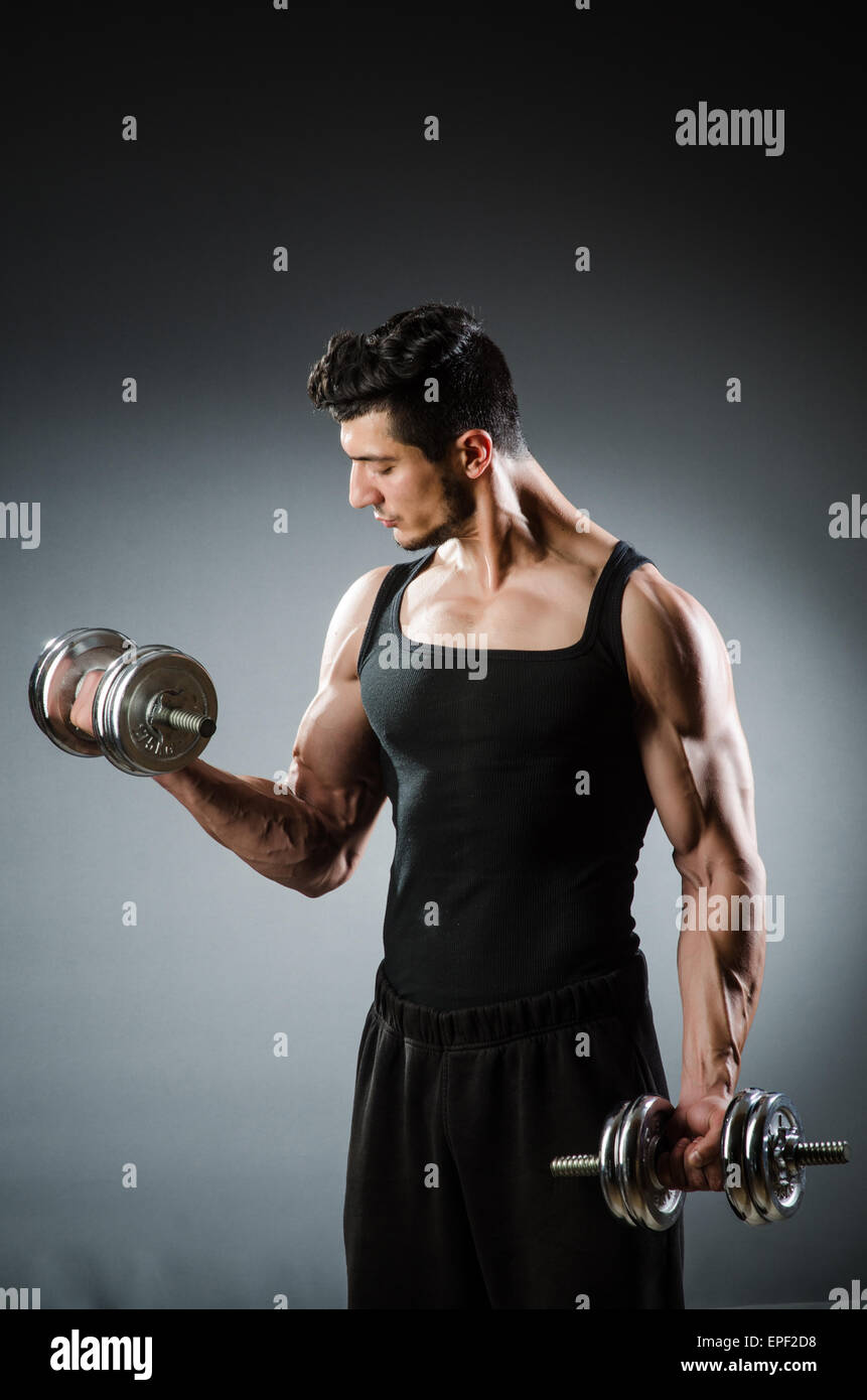 Muscular ripped bodybuilder dumbbells hi-res stock photography and ...