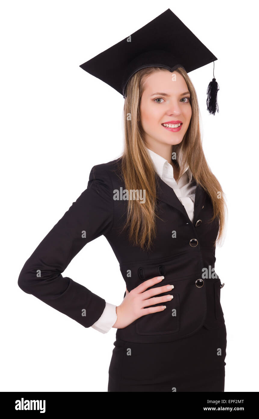 Young graduate isolated on white Stock Photo - Alamy