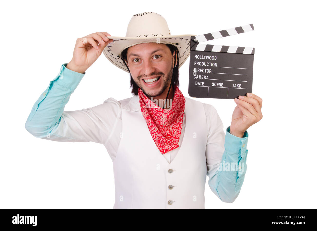 Cowboy isolated on the white background Stock Photo - Alamy