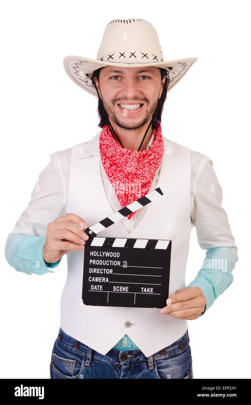 Cowboy isolated on the white background Stock Photo - Alamy