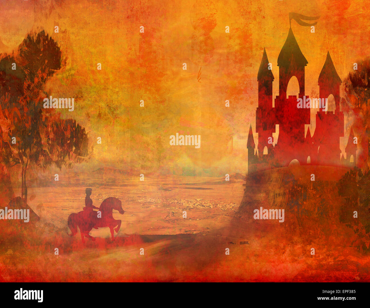 Prince riding horse castle knight landscape hi-res stock photography ...