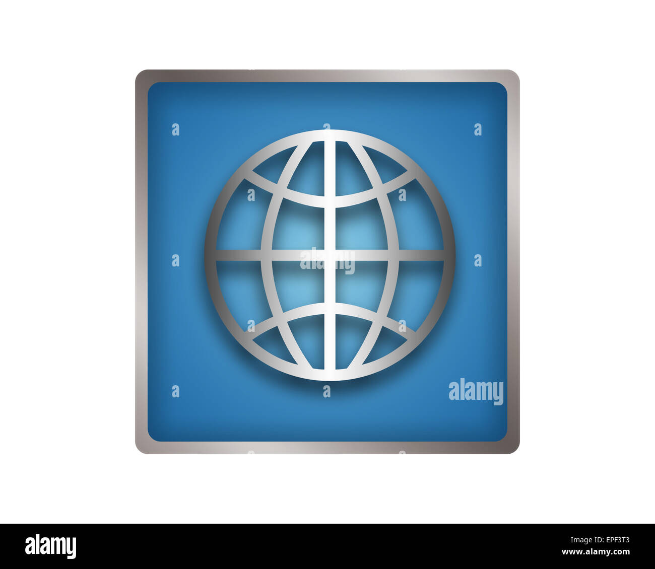 Earth icon button Stock Photo - Alamy