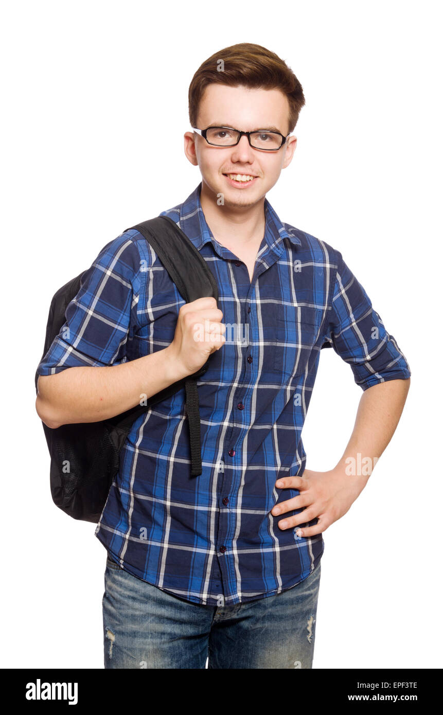 Funny student isolated on white Stock Photo - Alamy