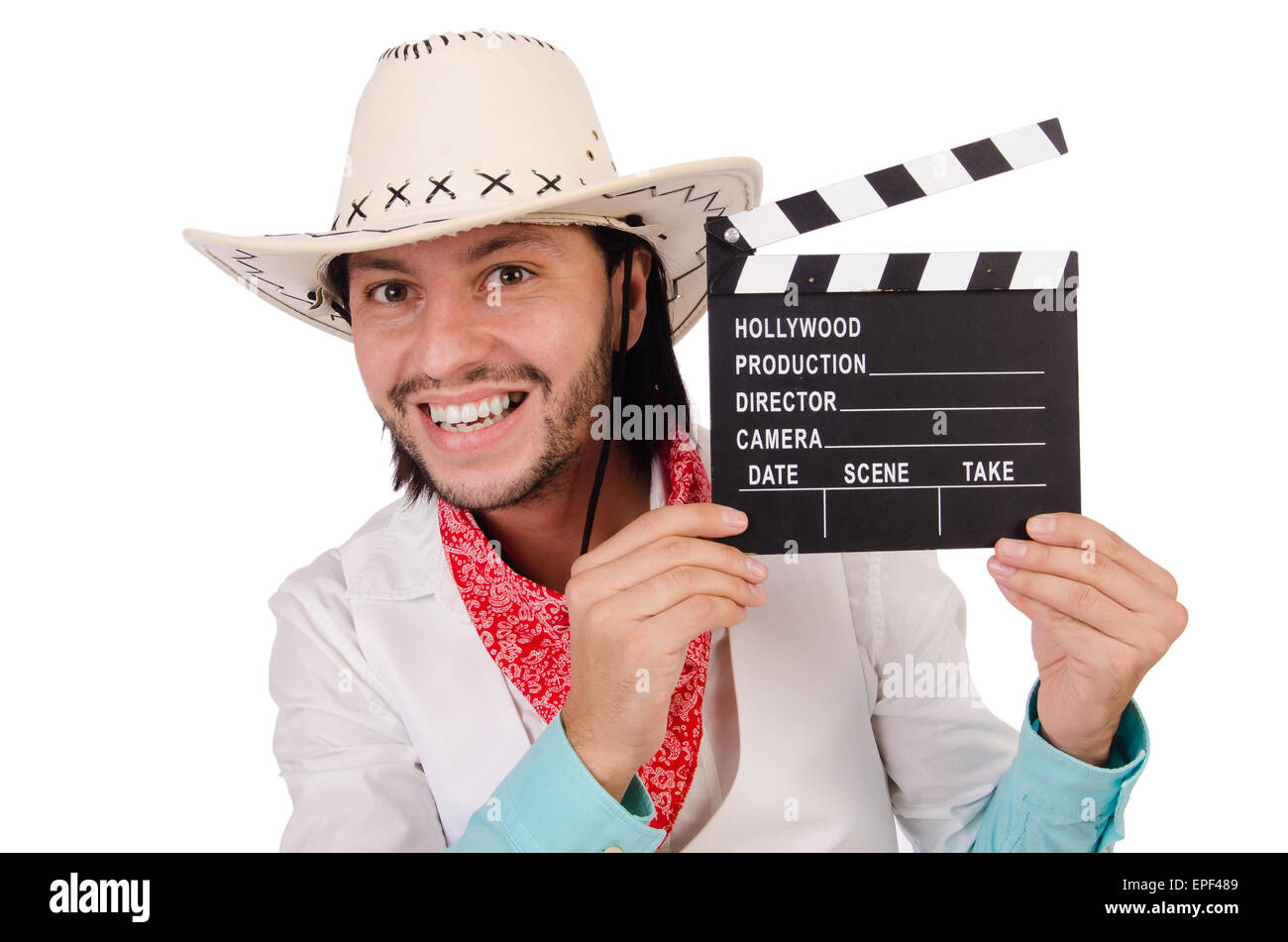 Cowboy isolated on the white background Stock Photo - Alamy