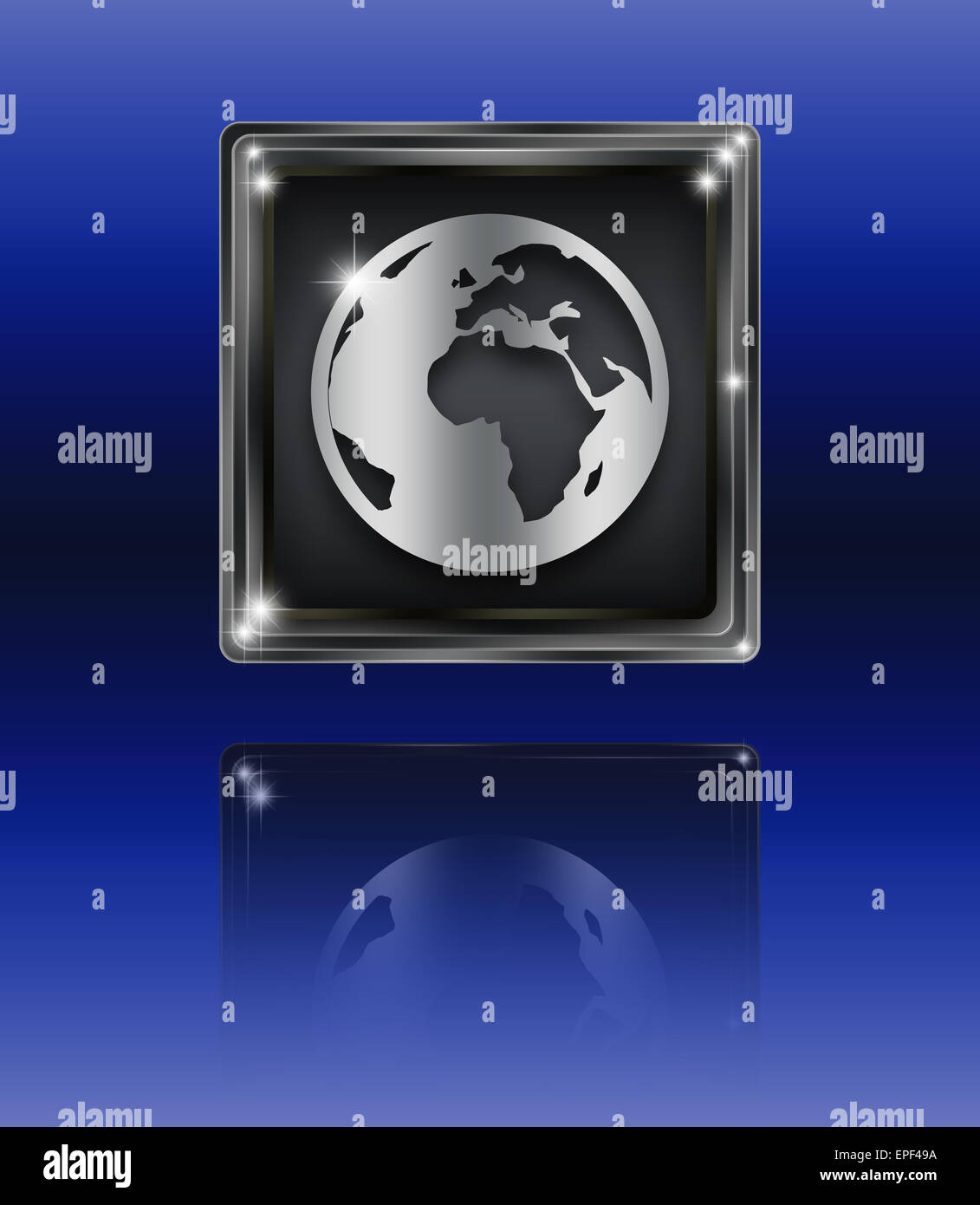Earth icon button Stock Photo - Alamy