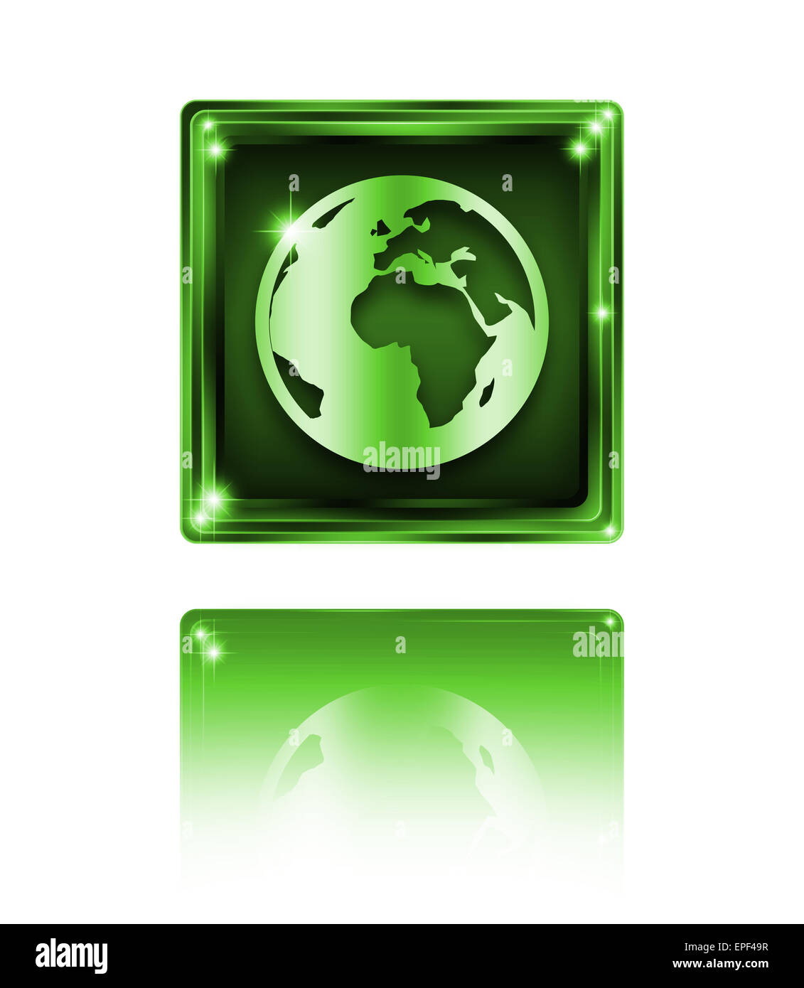 Earth icon button Stock Photo - Alamy