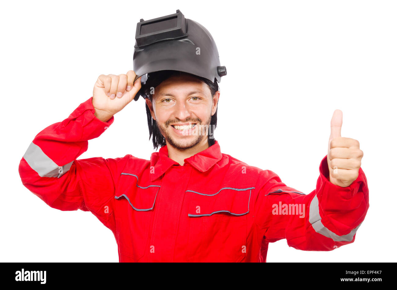 Hard hat factory welder thumbs up hi-res stock photography and images ...