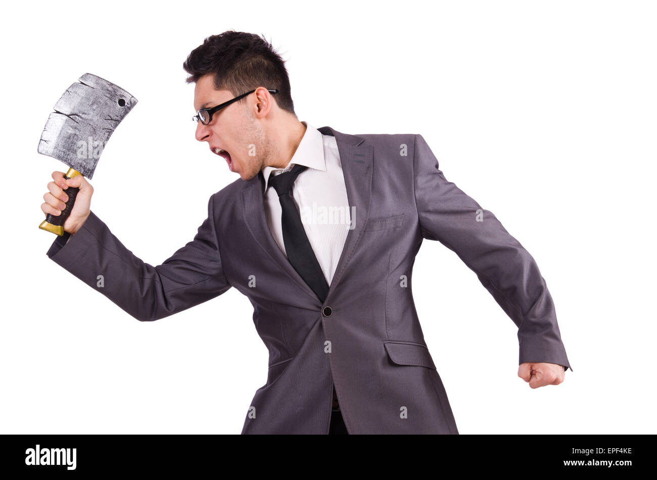 Man with axe isolated on white Stock Photo - Alamy