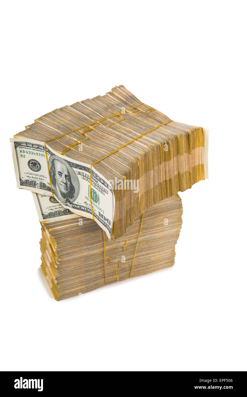 American dollar stack isolated on the white Stock Photo - Alamy