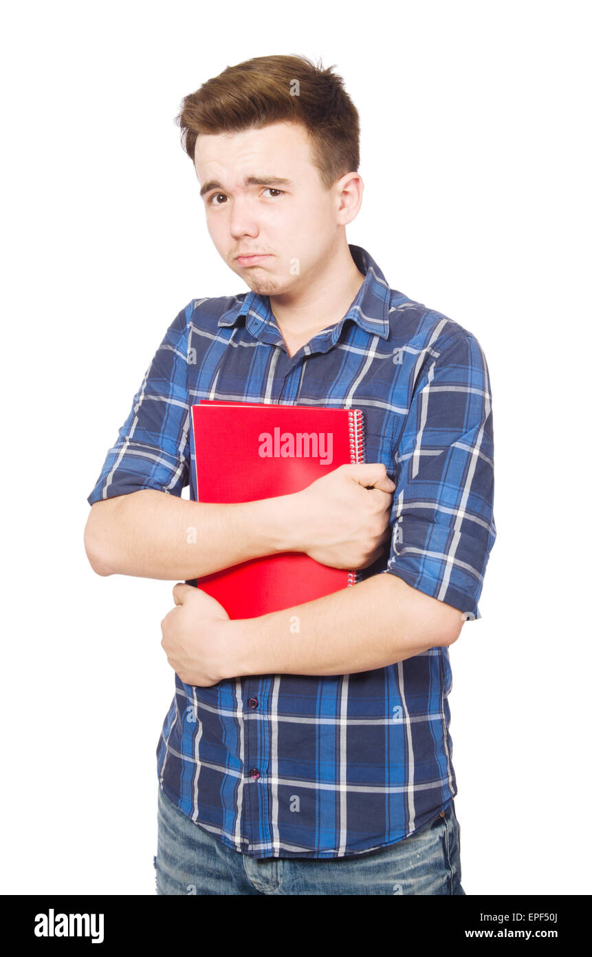 Funny student isolated on white Stock Photo - Alamy