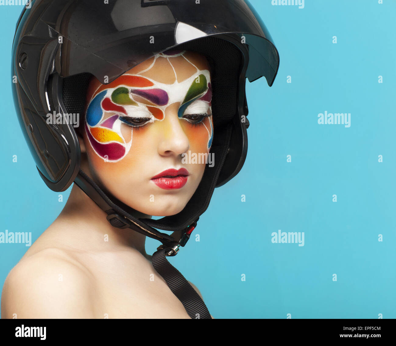 Portrait of a model with bright creative make up Stock Photo - Alamy