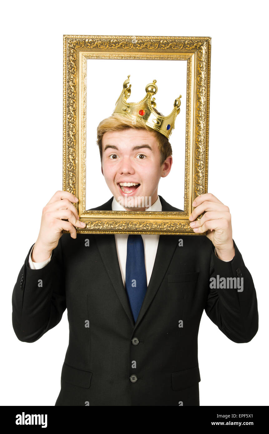 Man with picture frame isolated on the white Stock Photo - Alamy
