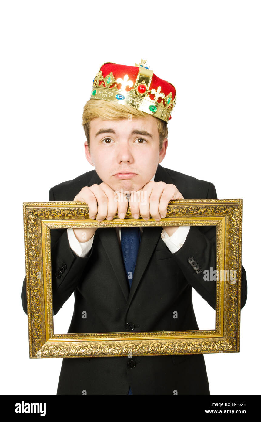 Man with picture frame isolated on the white Stock Photo - Alamy