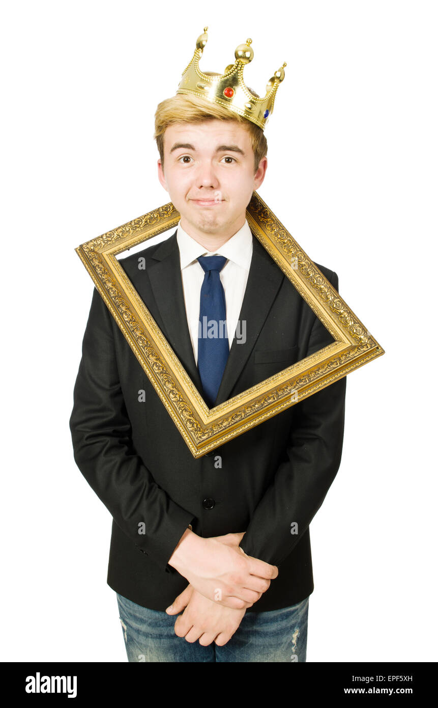 Man with picture frame isolated on the white Stock Photo - Alamy