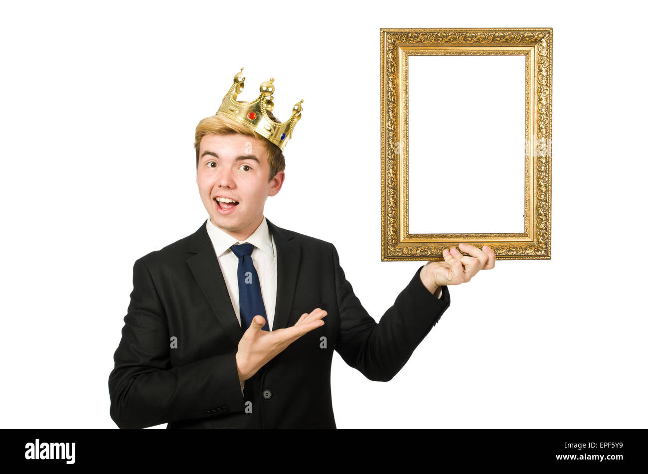 Man with picture frame isolated on the white Stock Photo - Alamy