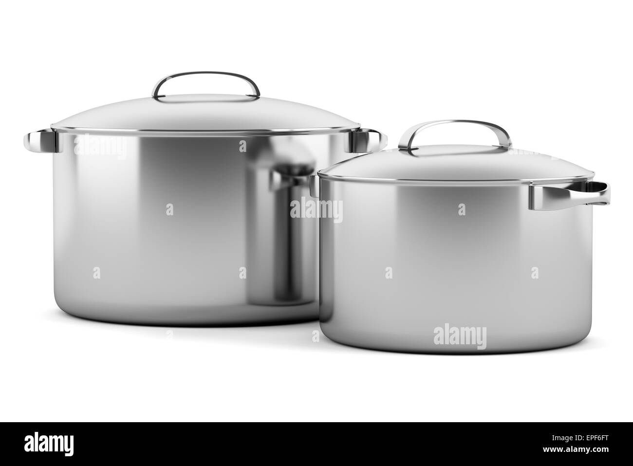 two cooking pans isolated on white background Stock Photo - Alamy
