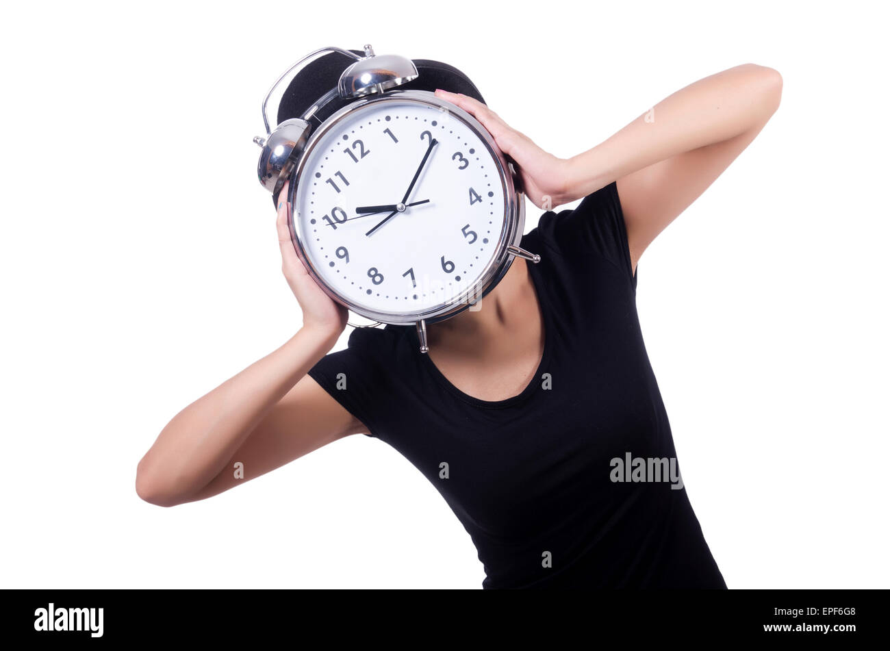 Woman and clock retro Cut Out Stock Images & Pictures - Alamy