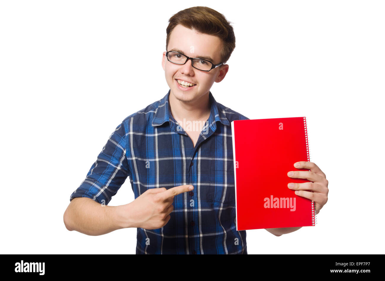 Funny student isolated on white Stock Photo - Alamy