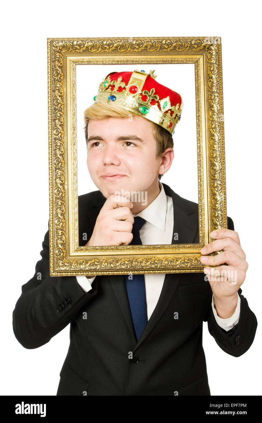 Man with picture frame isolated on the white Stock Photo - Alamy