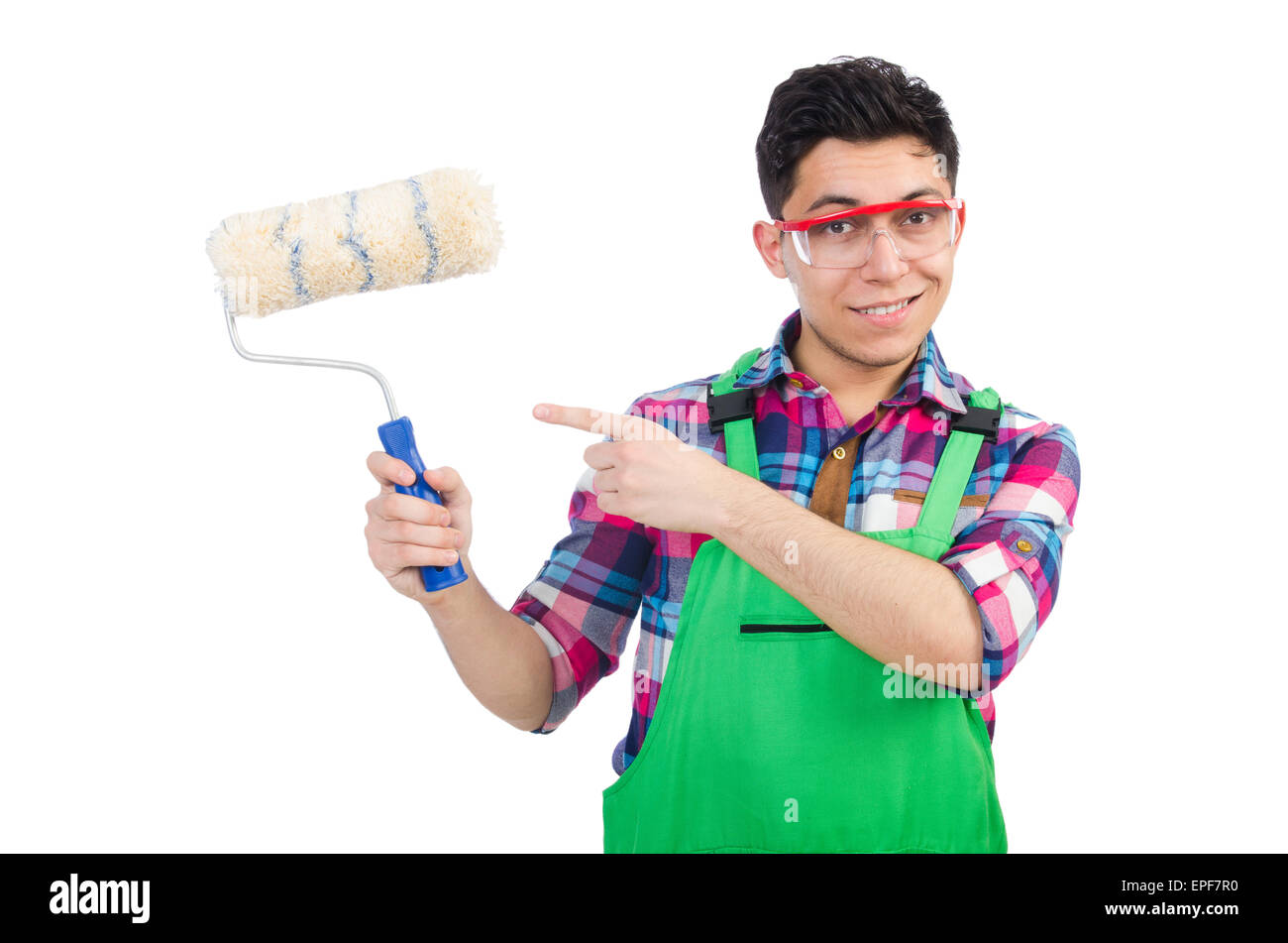 Funny painter isolated on white Stock Photo - Alamy
