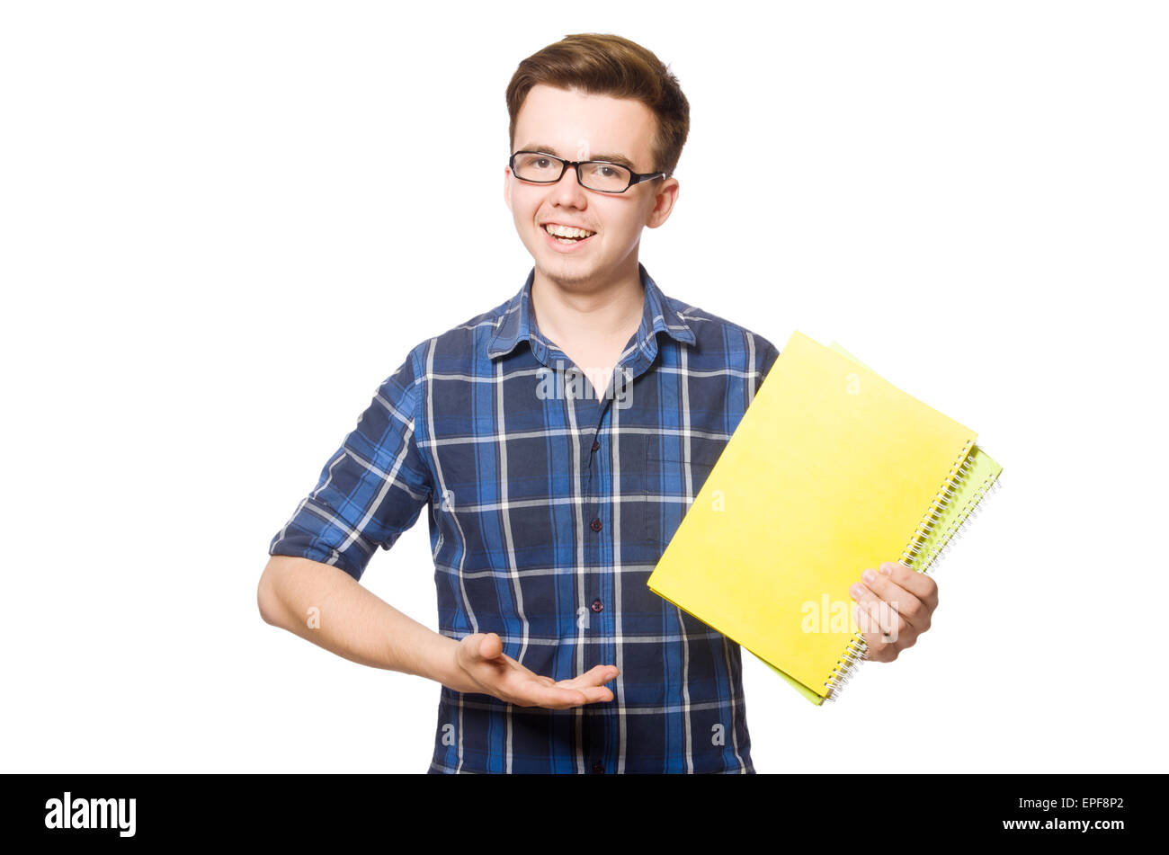 Funny student isolated on white Stock Photo - Alamy