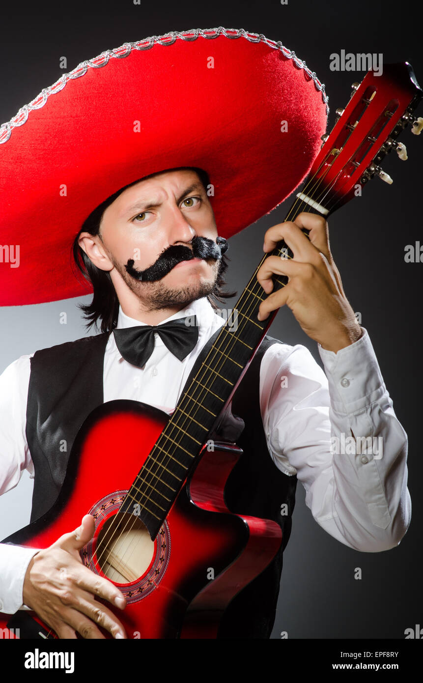 mexican man with guitar isolated on white Stock Photo - Alamy