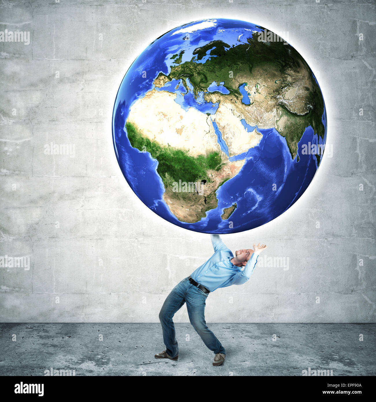 worry man and floating world Stock Photo - Alamy