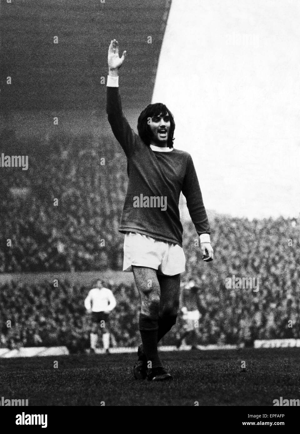 Manchester United footballer George Best celebrates after scoring a ...