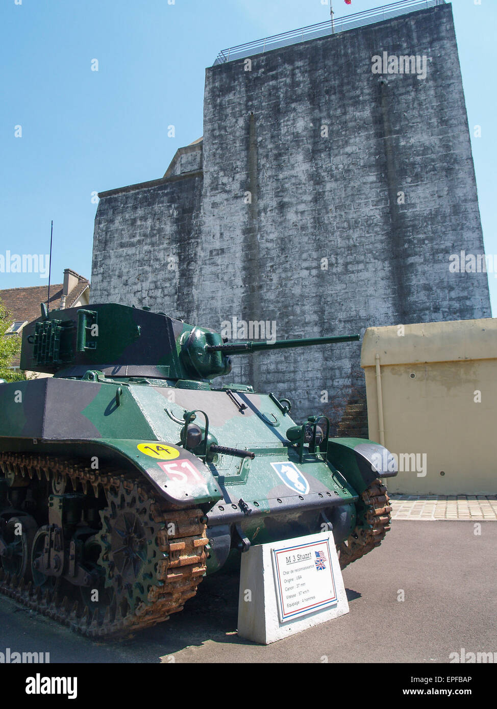 An M3 Stuart Tank outside The Grand Bunker (Le Grand Bunker) at ...