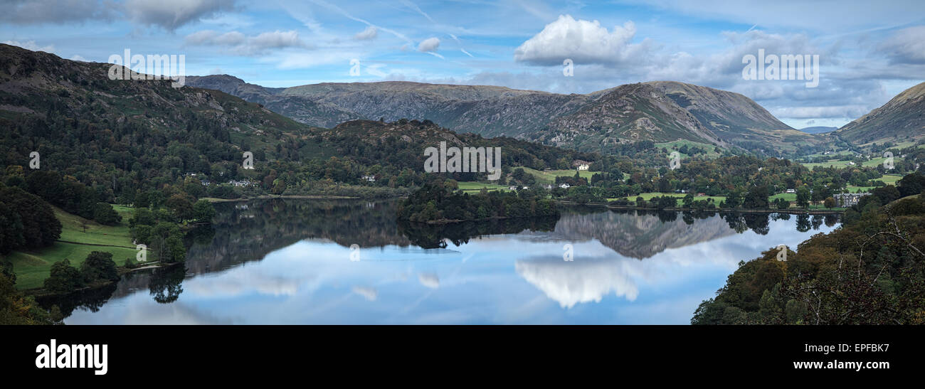 Grasmere, Cumbria, panoramic view from Loughrigg Terrace Stock Photo ...