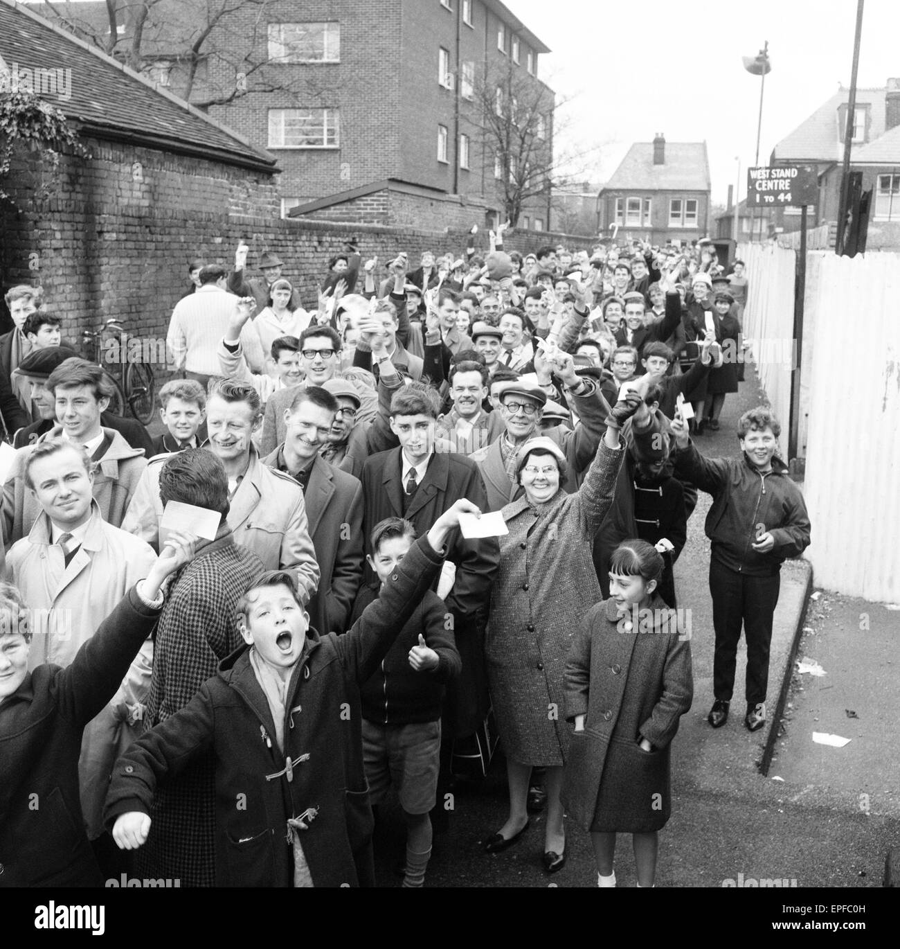 Crowd queue at Southampton Football Club ground for tickets for the ...