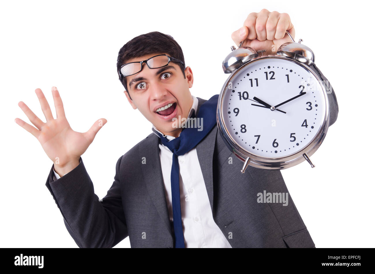Man clock afraid miss hi-res stock photography and images - Alamy