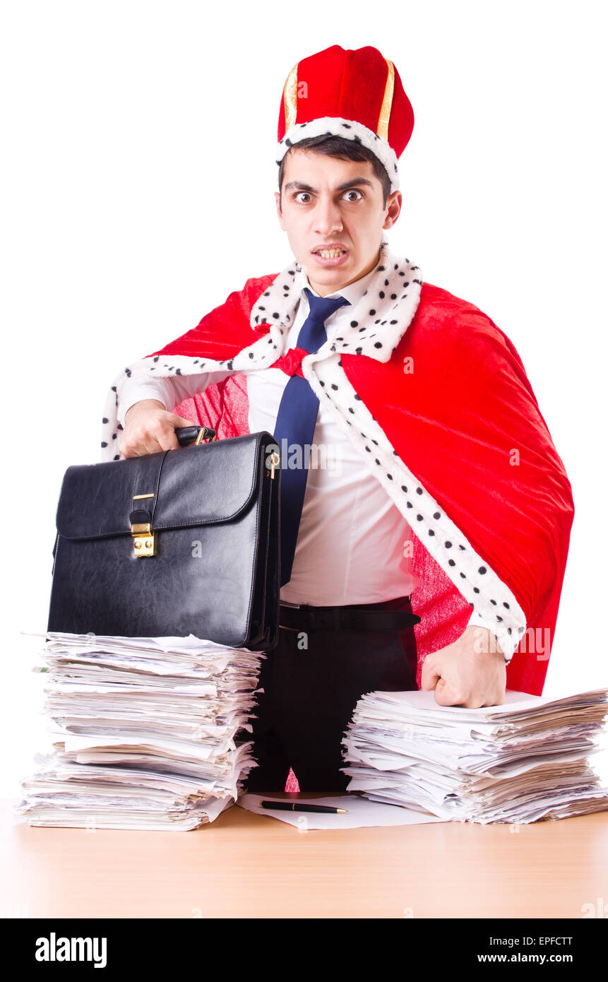 King businessman with lots of paperwork Stock Photo - Alamy